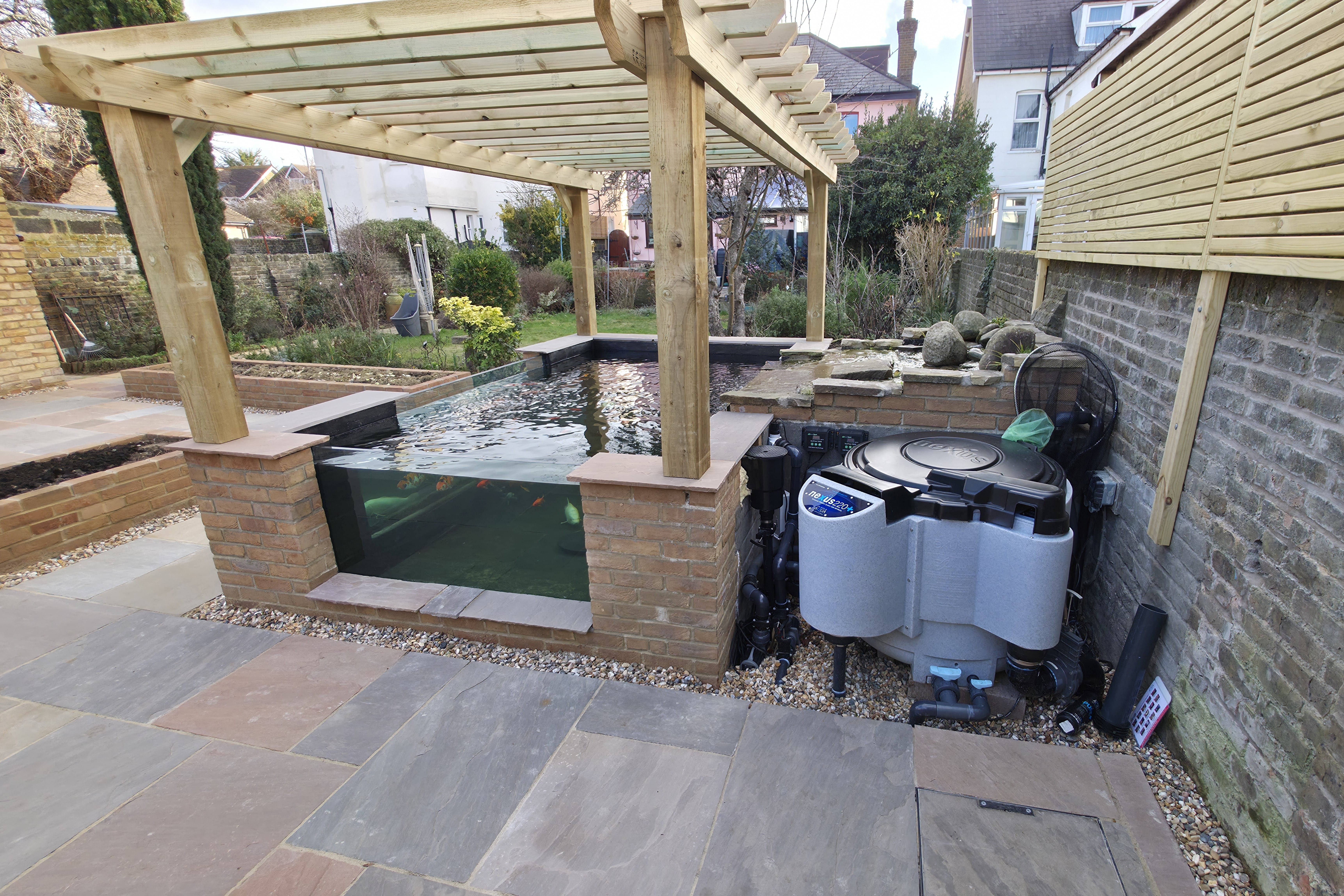 Koi Pond and Garden Renovation with Glass Windows in Gravesend, Kent